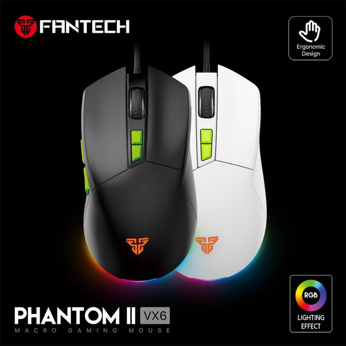 Fantech VX6 PHANTOM II, Advanced Sensor 7200DPI, RGB Lighting, PRO Wir