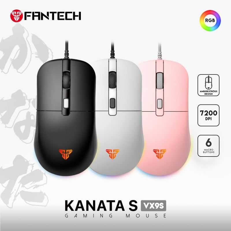 Fantech VX9S KANATA S,Optical Gaming Sensor 7200DPI, RGB Lighting, Pro ...