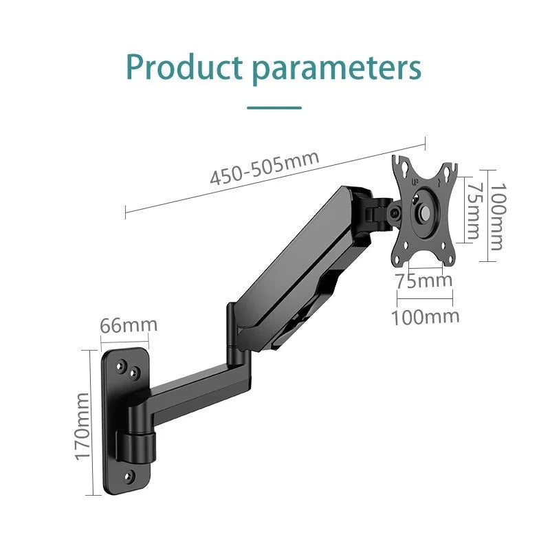 KALOC KLC-M520 Wall Mount Adjustable Single Monitor Arm with Internal